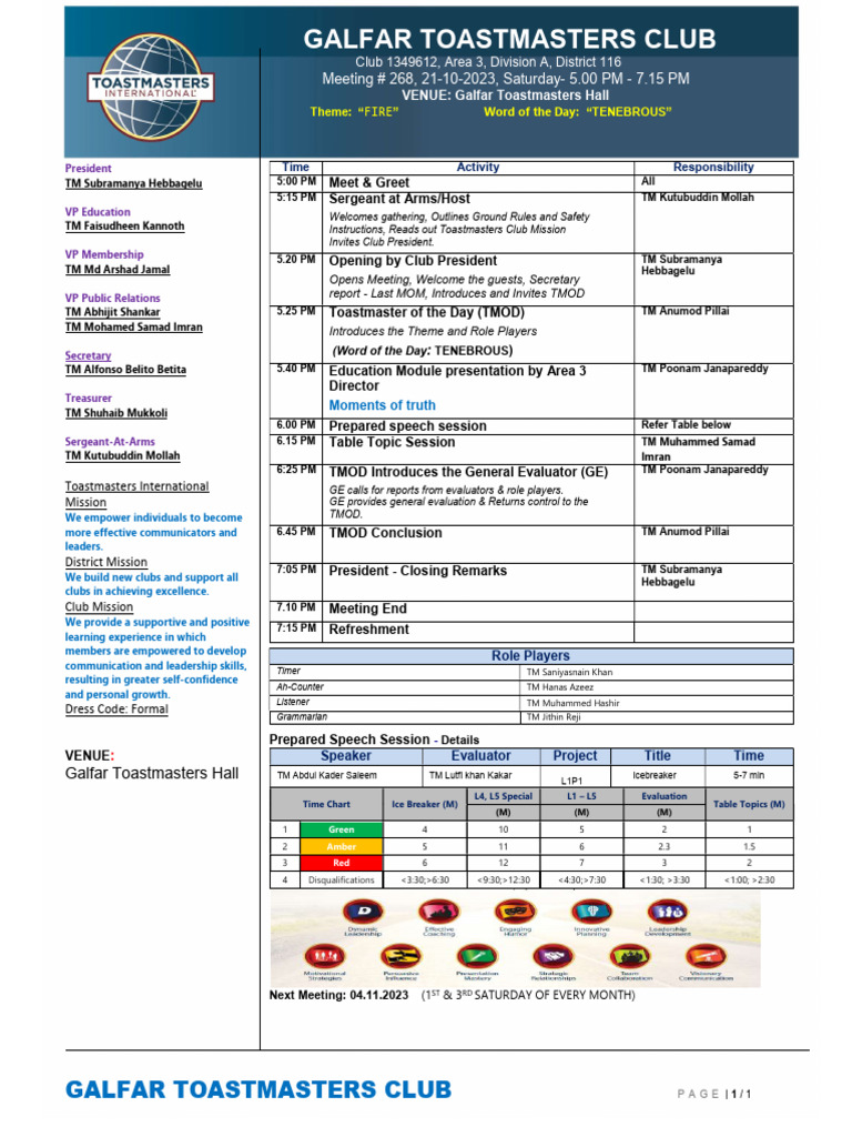 268th Galfar TM Meeting - Agenda 01 | PDF | Human Communication