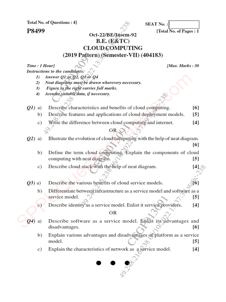Cloud Computing Exam Questions and Topics | PDF | Computing | Cloud ...