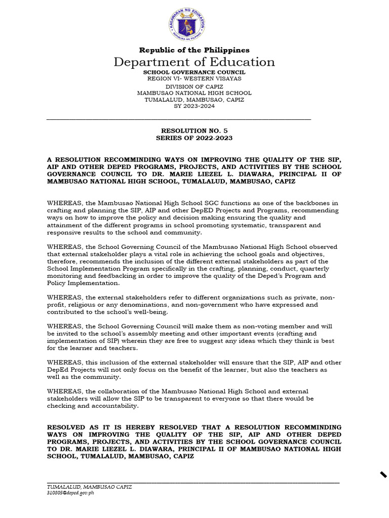 SGC-Resolution-5 | PDF | Governance | Government