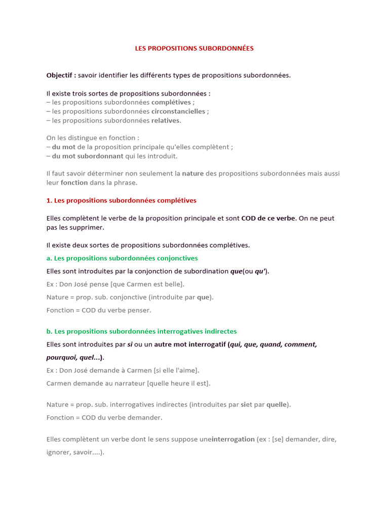 Types de propositions subordonnées | PDF | Clause | Grammaire