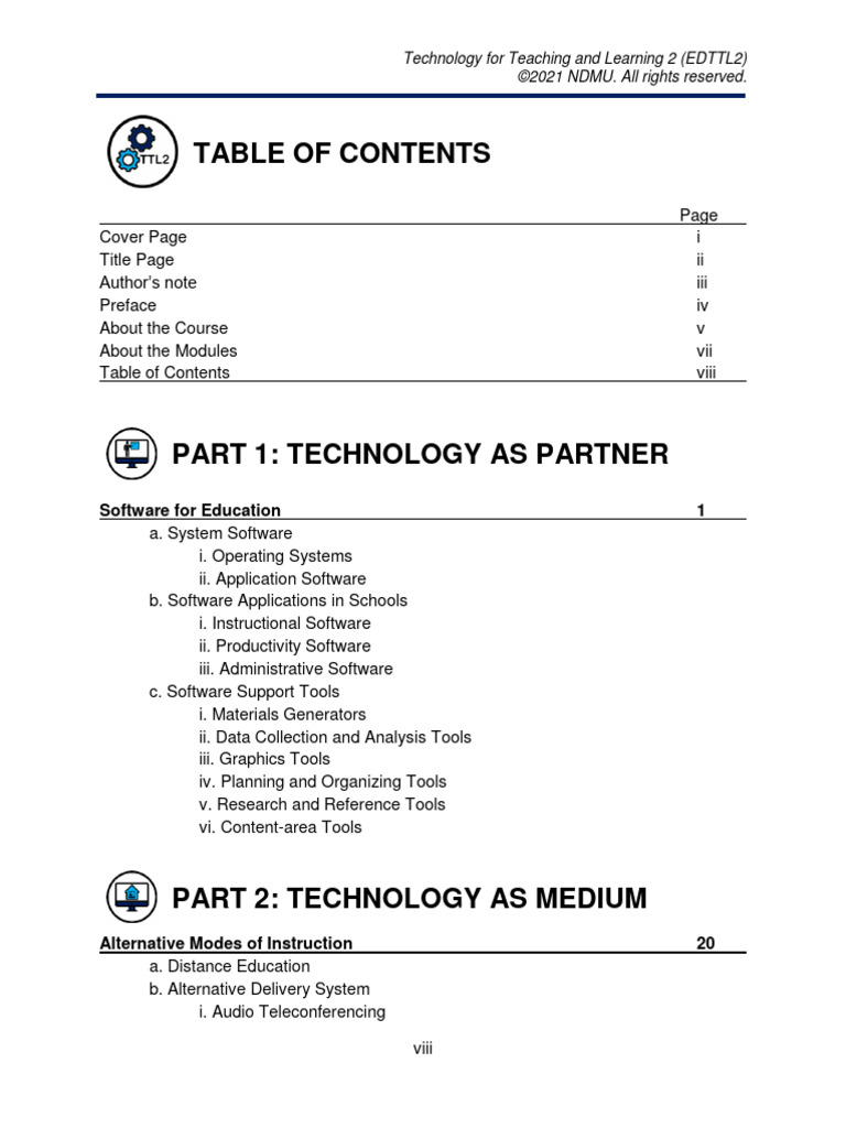 TTL2 - Module Table of Contents | PDF