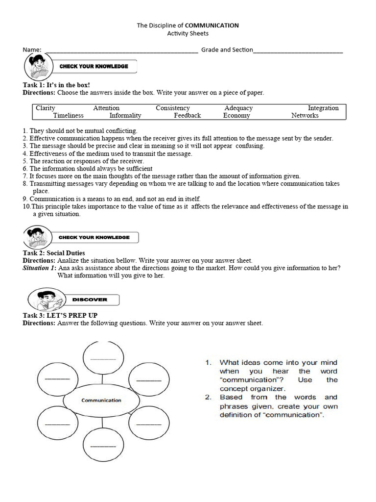 Activity Sheet - Communication | PDF | Communication | Information