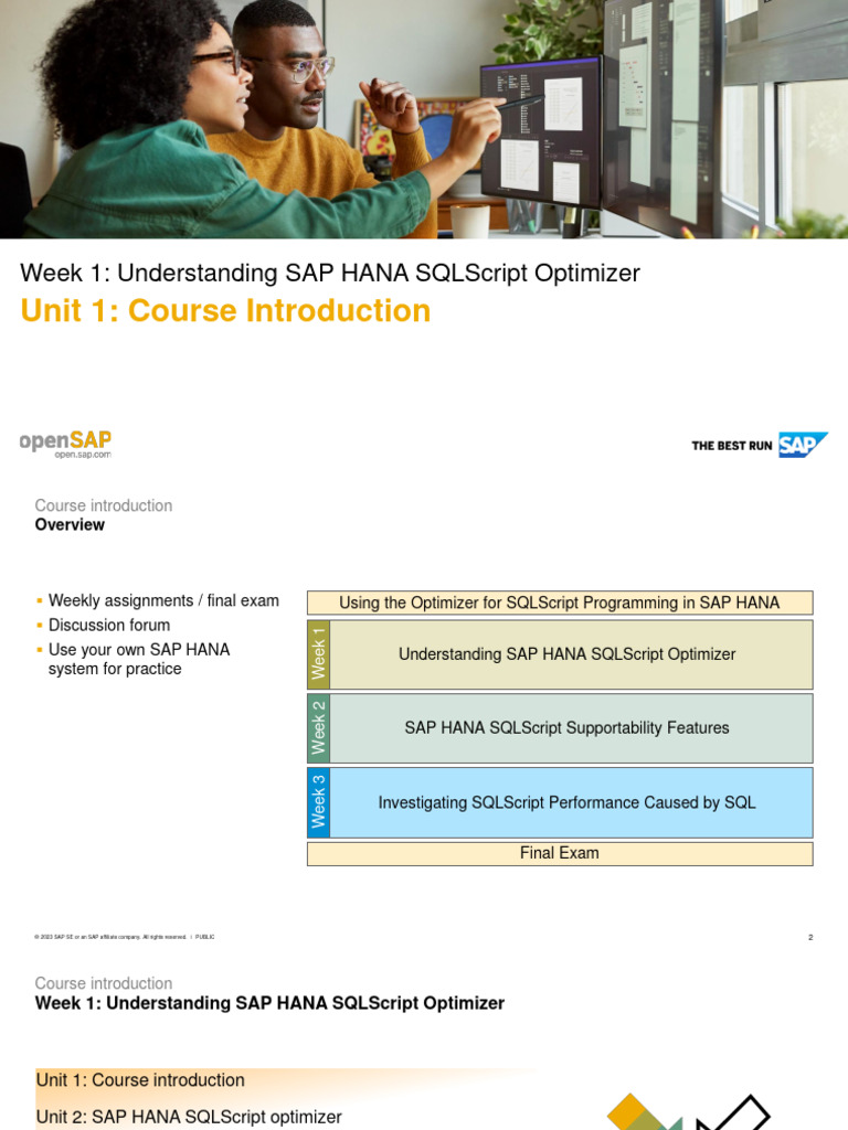 openSAP Hanasql2 Week 1 All Slides | PDF | Parameter (Computer Programming) | Computer Engineering