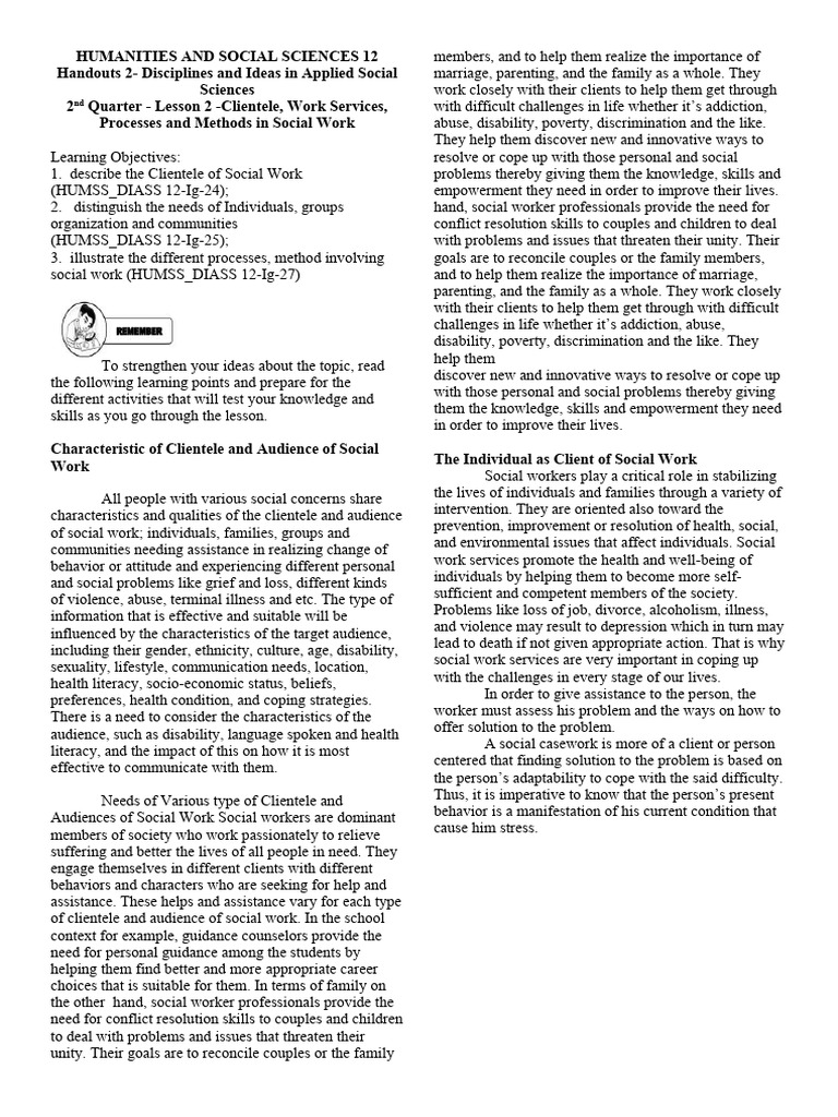 Lesson 2 - SWork Handouts | PDF | Social Work | Empowerment