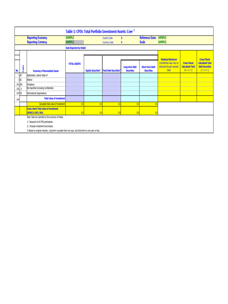 CPIS Data Template | Download Free PDF | Securities (Finance) | Investing