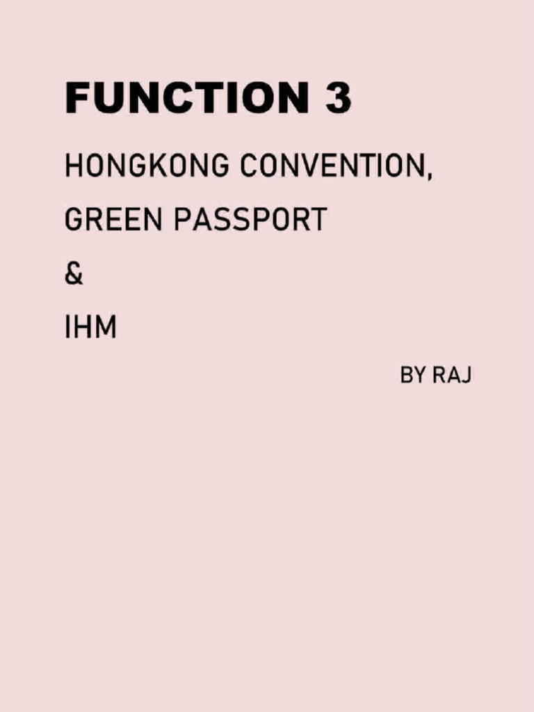 HongKong Convention, Green Passport & IHM | PDF
