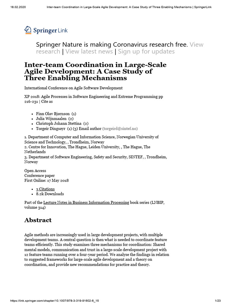 Inter-Team Coordination in Large-Scale Agile Development - A Case Study ... Inter-Team Coordination in Large-Scale Agile Development - A Case Study ...
