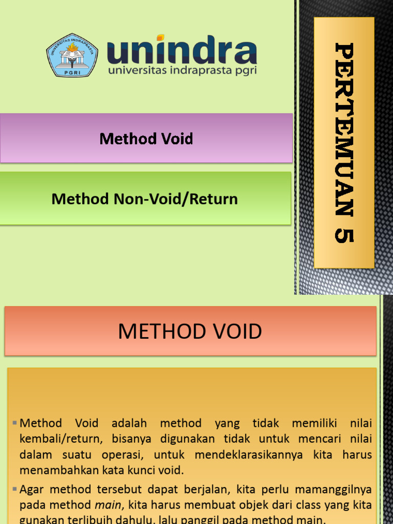 PERTEMUAN 5 Method Void Dan Non-Void | PDF | Metode & Bahan Ajar | Komputer