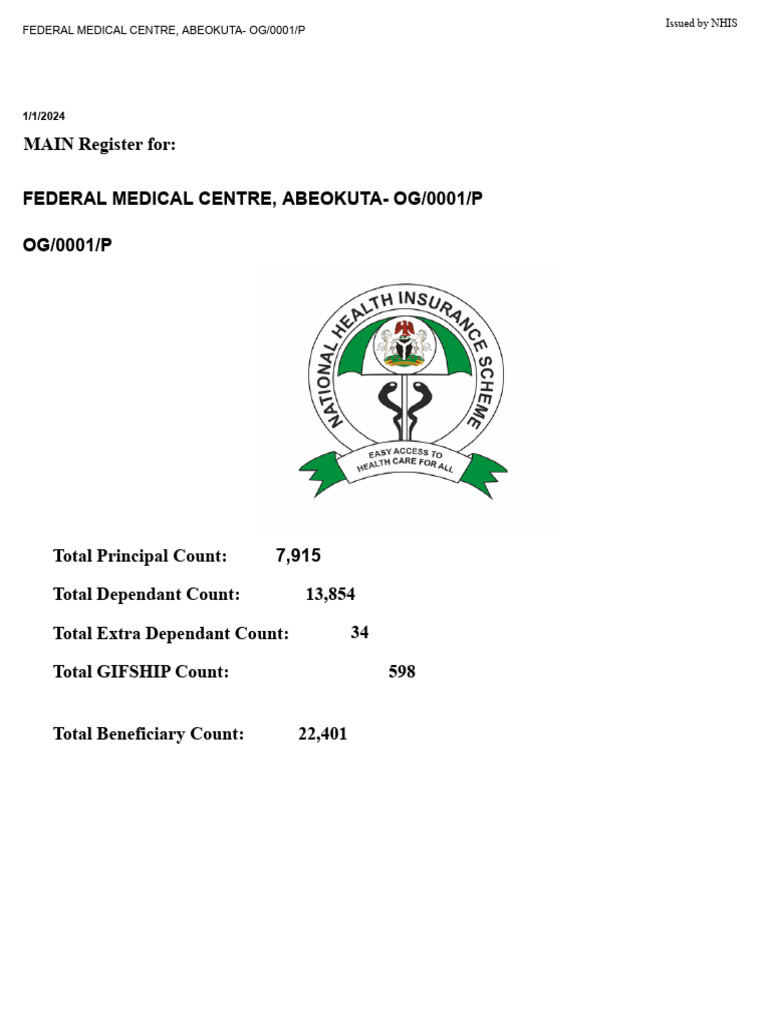 NHIS Beneficiary Registration Summary | PDF | Social Programs | Social ...