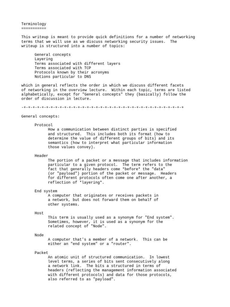 Networking Terminology | PDF | Transmission Control Protocol | Domain Name System