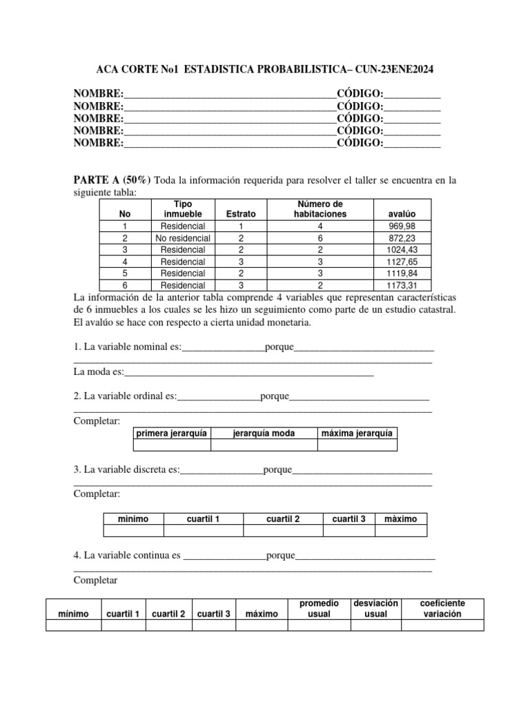 Aca 01 Estadistica Probabilistica | PDF
