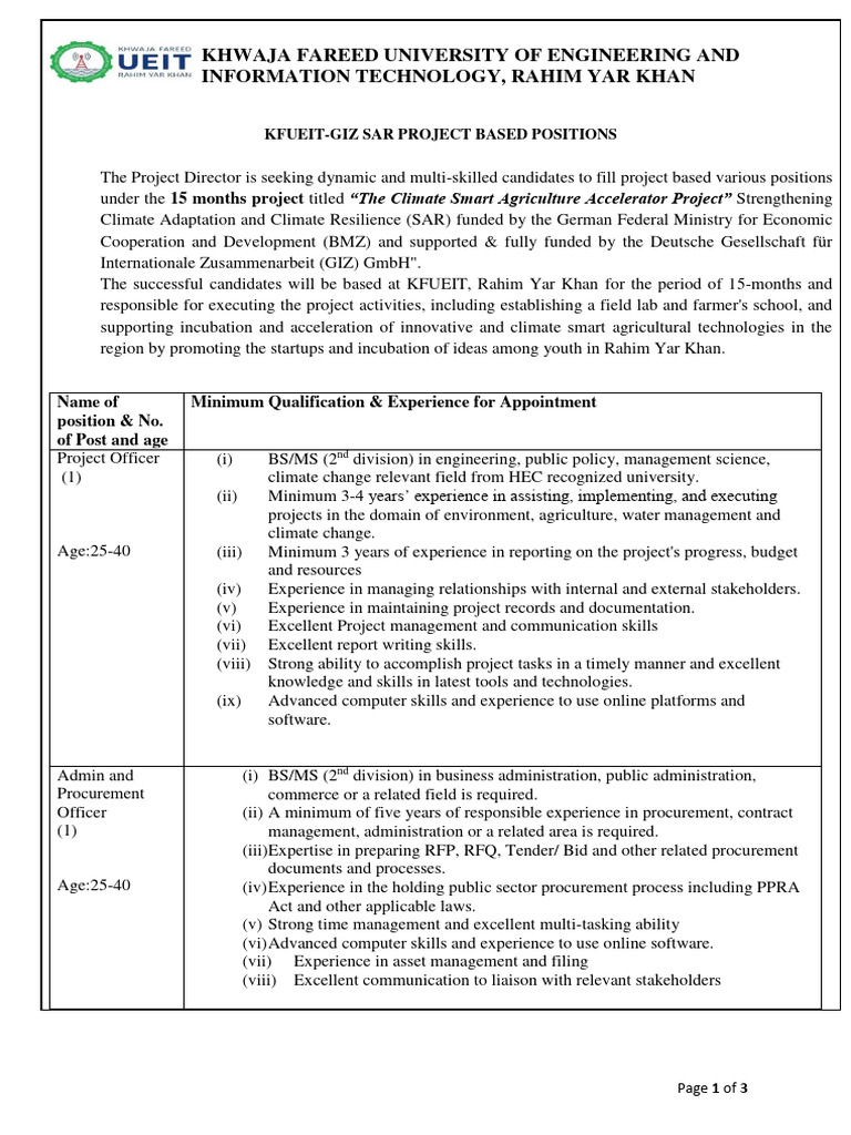 Kfueit Giz Scar Project Based Advertisement | PDF | Procurement | Economies