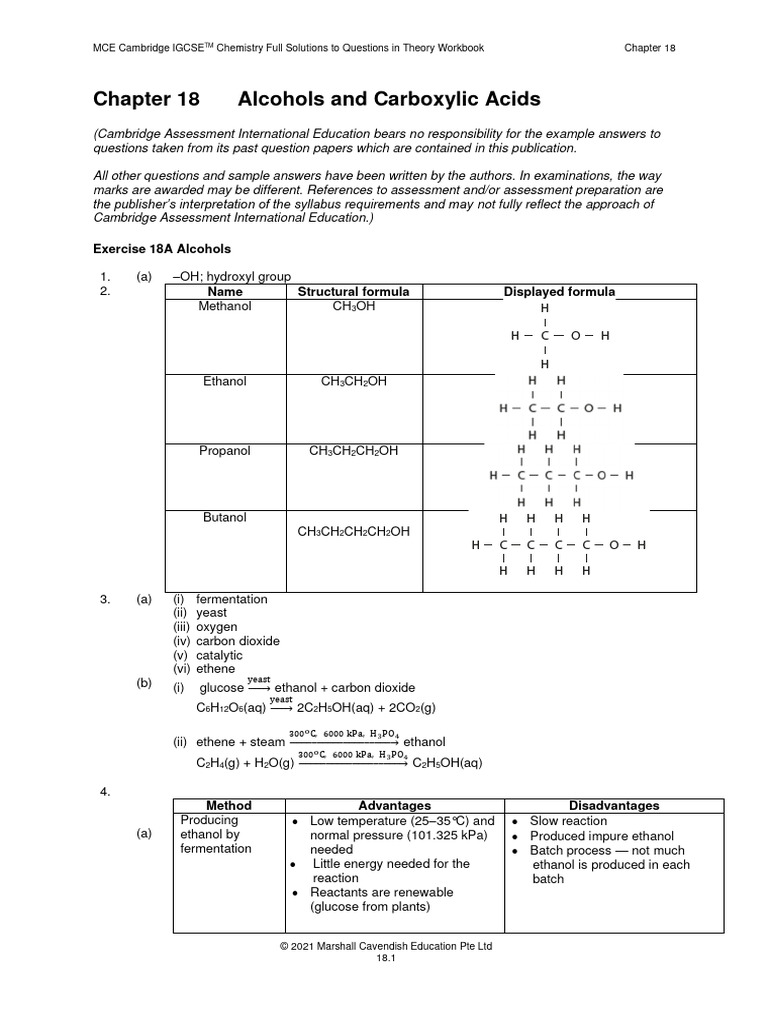 MCE IGCSE Chemistry TWB C18 Full Solutions | PDF