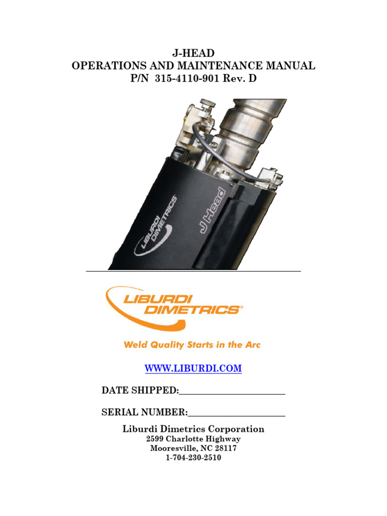 Liburdi J Weld Head Manual | PDF | Welding | Construction