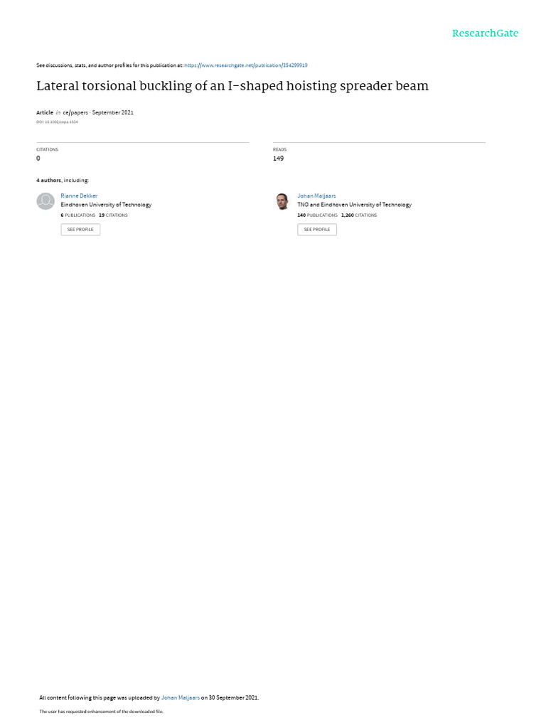 Lateral Torsional Buckling of An I Shaped Hoisting Spreader Beam | PDF ...