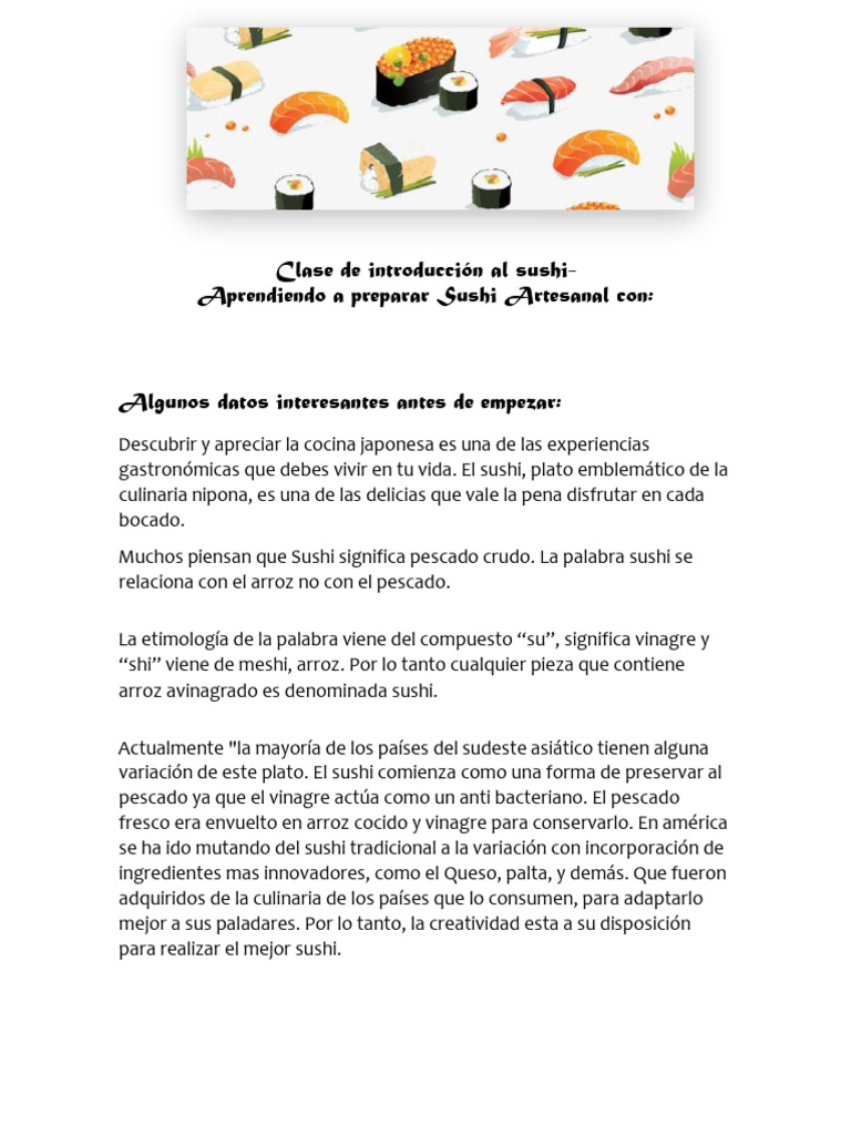 Teorico de Sushi 2020 | PDF | Sushi | Alimentos