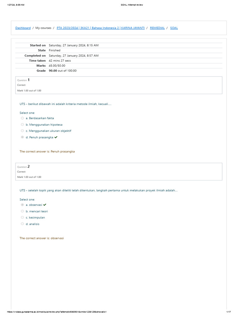 SOAL - Attempt Review | PDF | Karier & Perkembangan