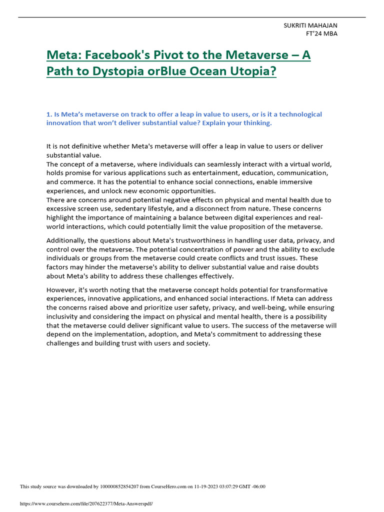 Meta Answers PDF | PDF | Energy Conservation | Privacy