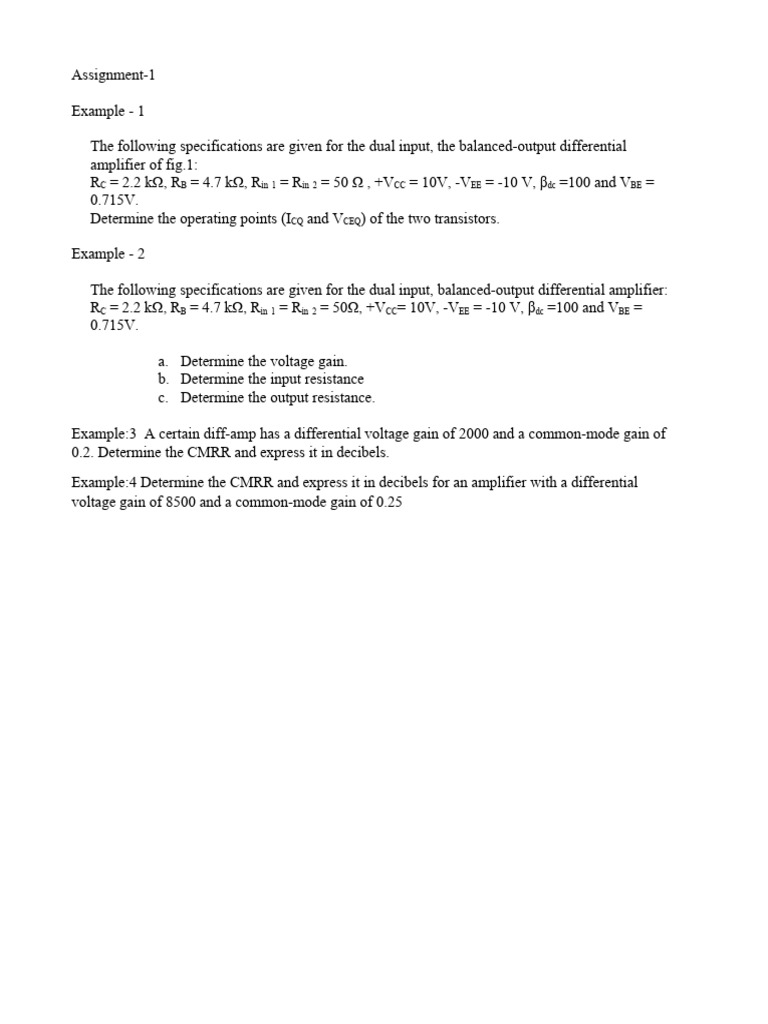 Assign 1 | PDF | Amplifier | Computer Engineering