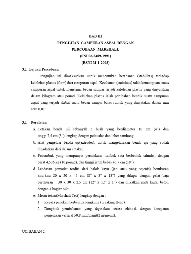 Bab 3 (Pengujian Marshall) Edit II. | PDF