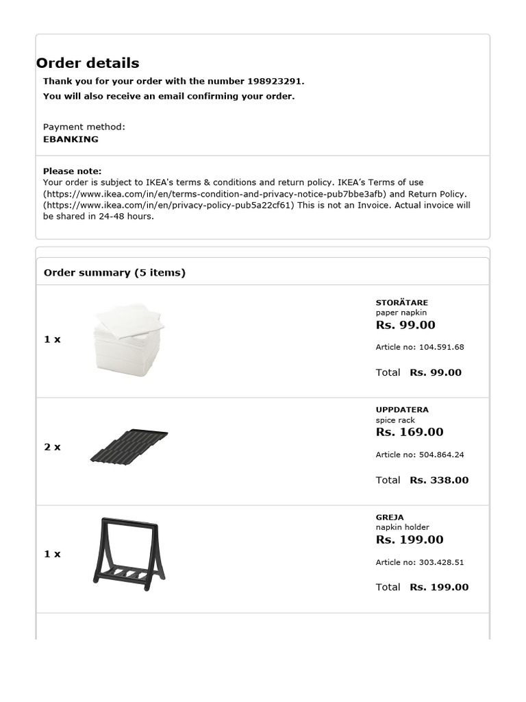 Order Confirmation – IKEA | PDF | Economies | Government Finances