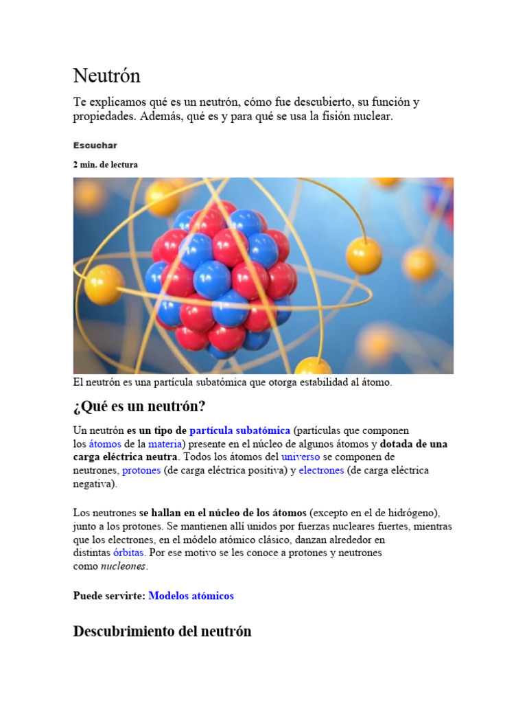 NEUTRON | PDF | Neutrón | Átomos
