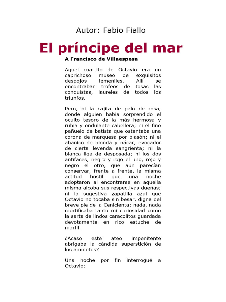 El Príncipe del Mar: Un Amor Trágico | PDF | Poesía