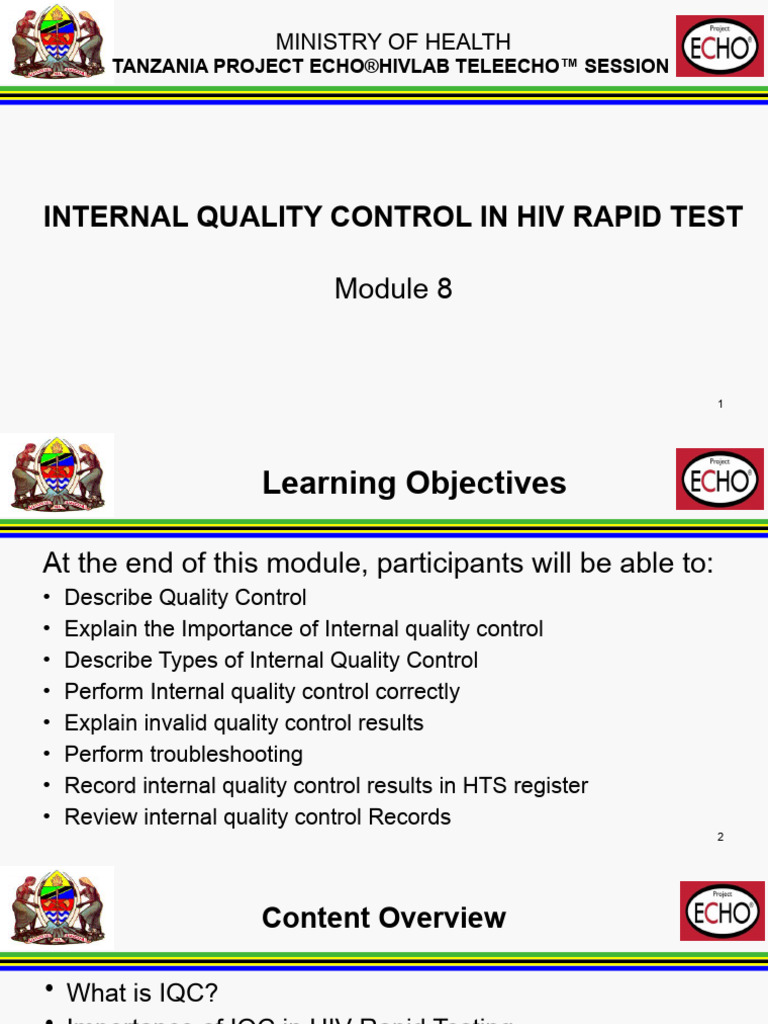 Module 8 - Internal Quality Control in HIV Rapid Testing | PDF