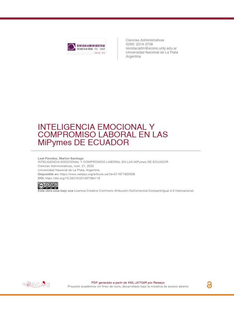 3 INTELIGENCIA EMOCIONAL Y COMPROMISO LABORAL EN LA MiPymes DE ECUADOR ...