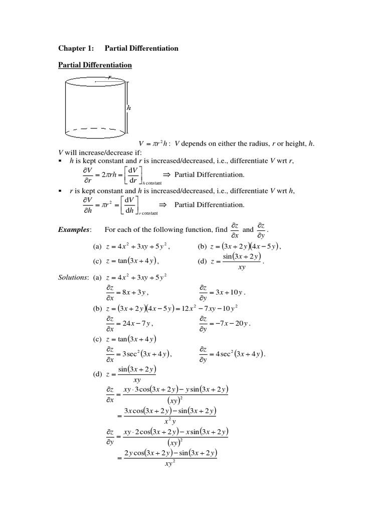 Partial Differentiation (Notes) | PDF | Calculus | Physical Quantities