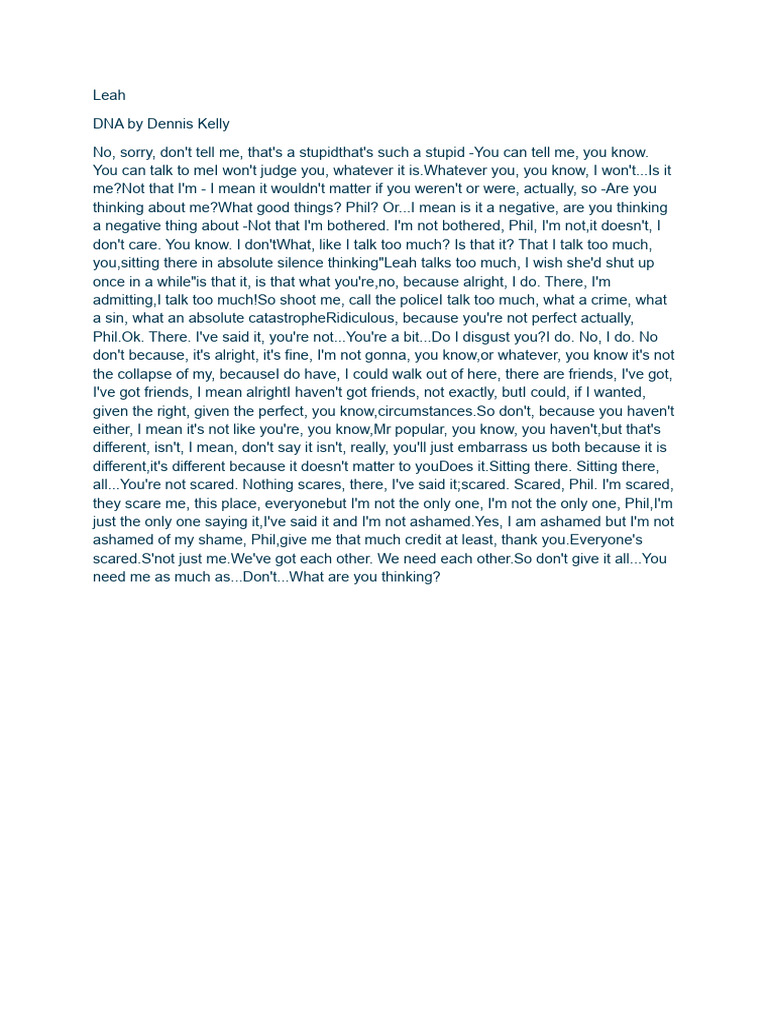 Leah Monologue | PDF