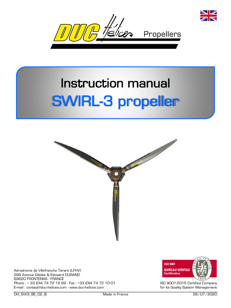 DH Sw3 Be 02 B-Swirl-3 Instruction Manual 1060 | PDF | Propeller | Screw