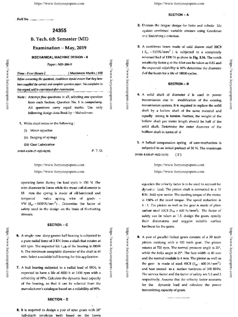 Design of Machine 2018 Paper | PDF