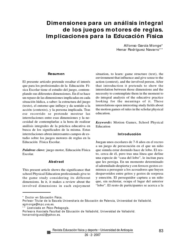 Dimensiones para Un Análisis Integral de Los Juegos Motores de Reglas. Implicaciones para La ...