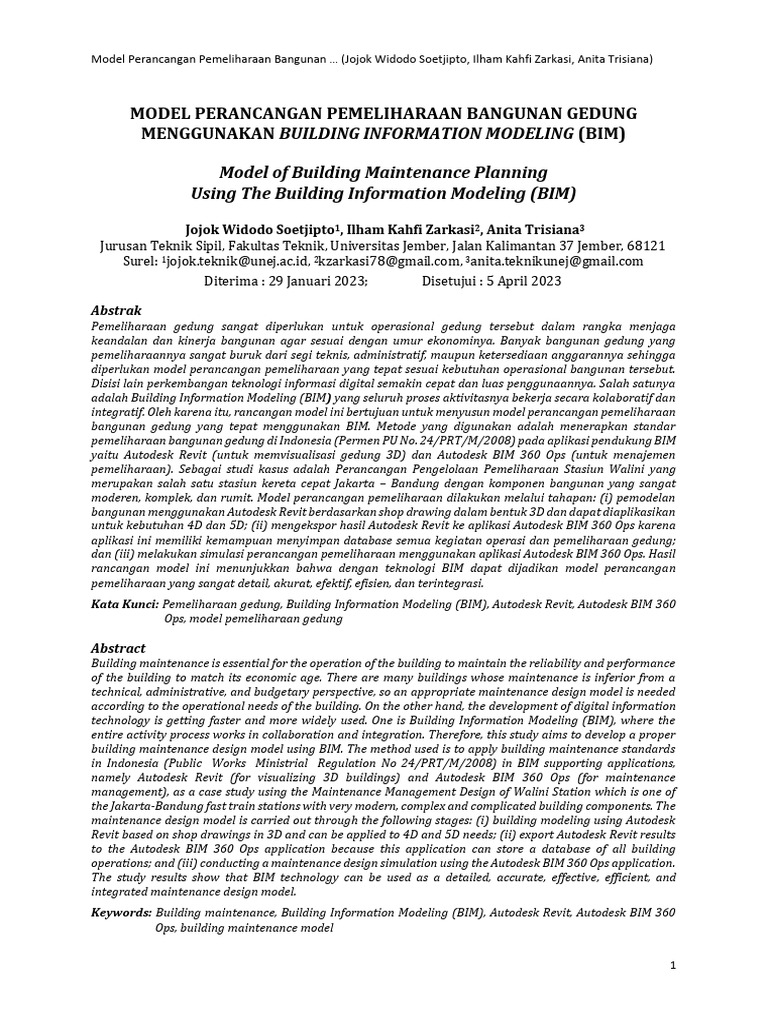 Model Perancangan Pemeliharaan Bangunan Gedung Menggunakan Building ...