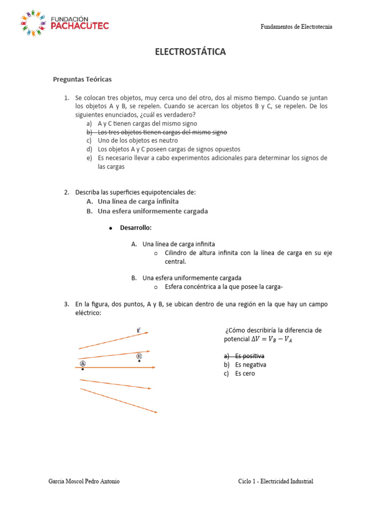 Tarea 03 Electrostatica | PDF | Electrostática | Física teórica