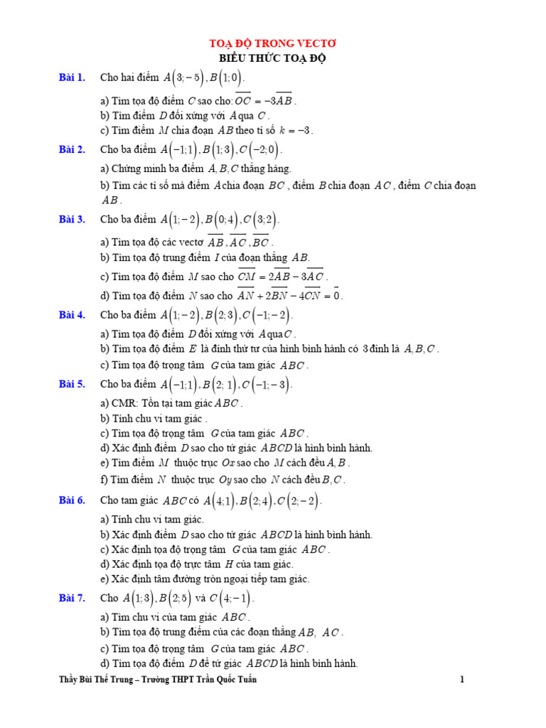 Vecto Trong To Đ Toán 10 | PDF