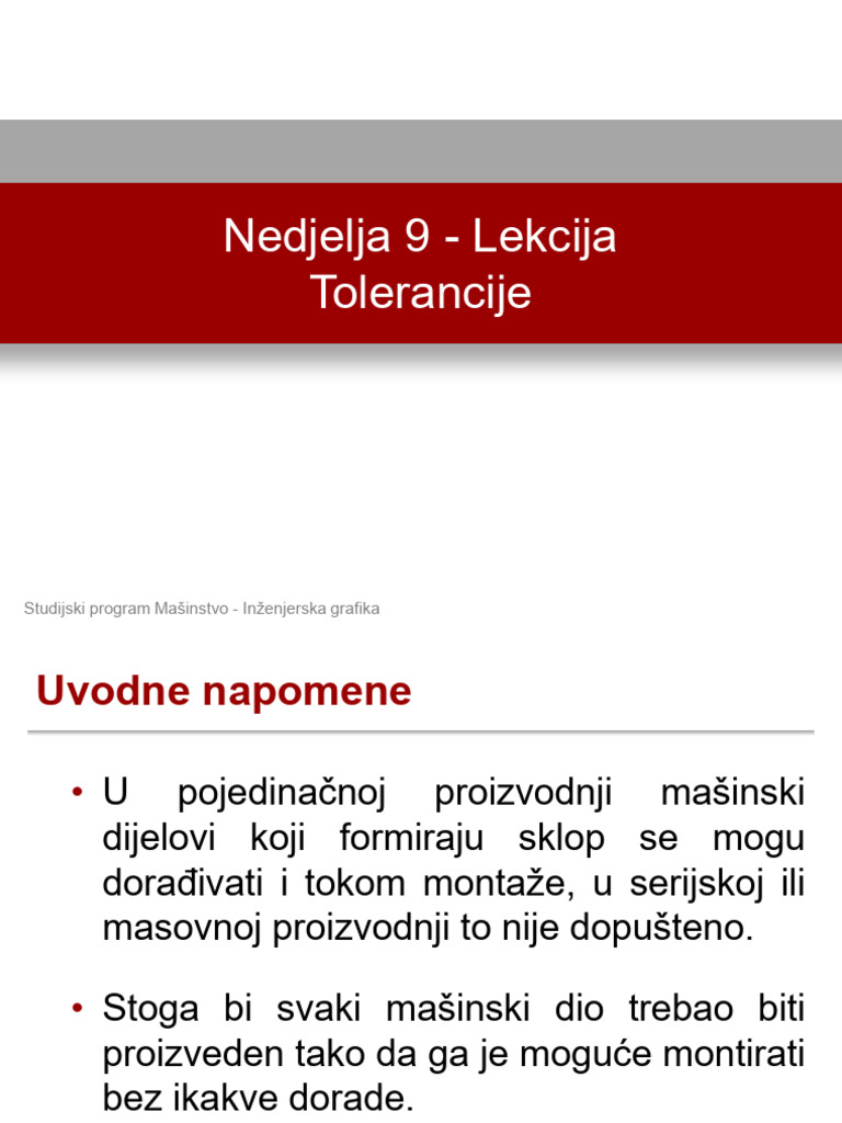 Tolerancije Lekcija | PDF