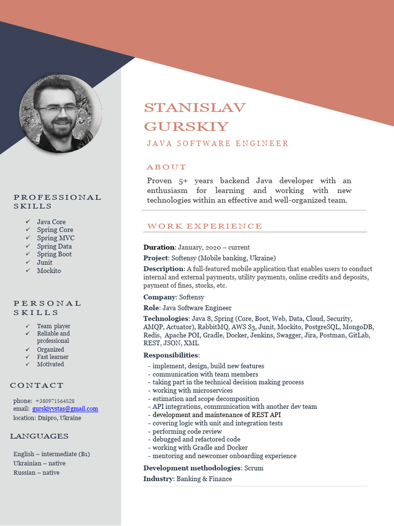 Gurskiy Cv | PDF | Spring Framework | Java (Programming Language)