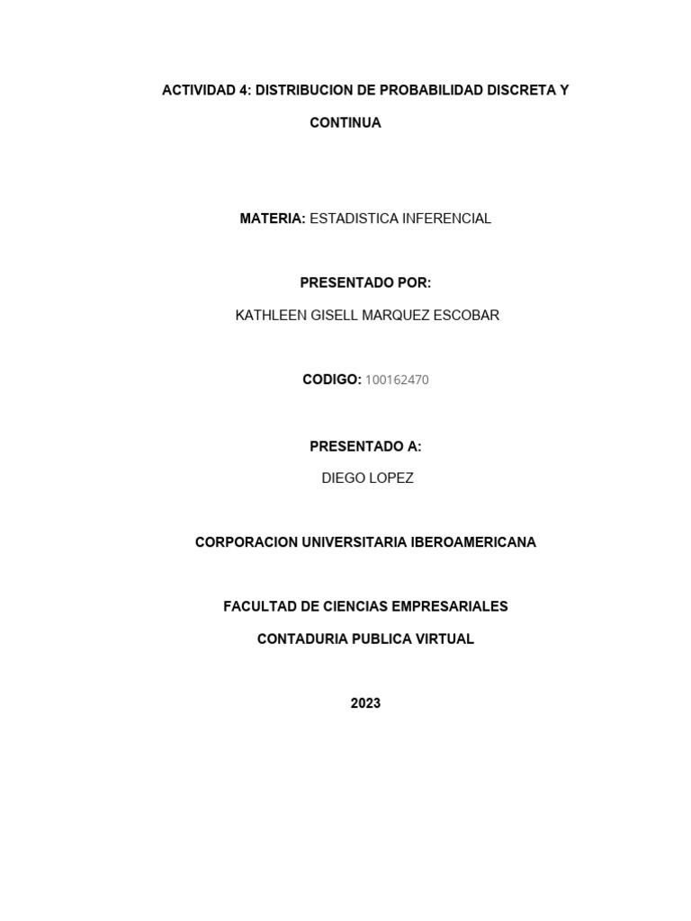 Actividad 4 Est, Inf KM | PDF | Probabilidad | Probabilidades y ...