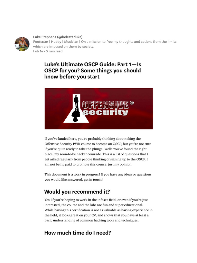 Luke's Ultimate OSCP Guide Part | PDF | Penetration Test | Security Hacker