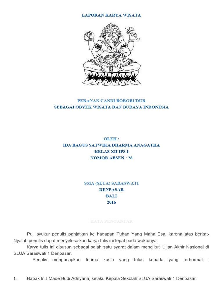 Contoh Laporan Karya Wisata | PDF | Karier & Perkembangan | Perjalanan
