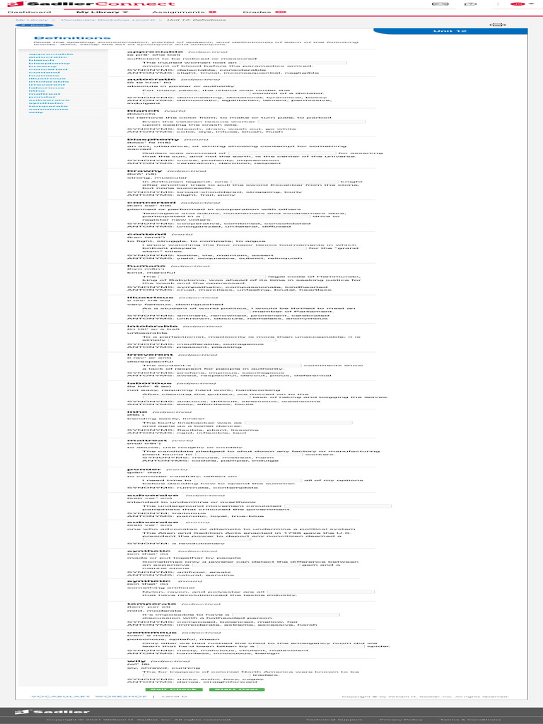 Sadlier Connect™ - Definitions | PDF