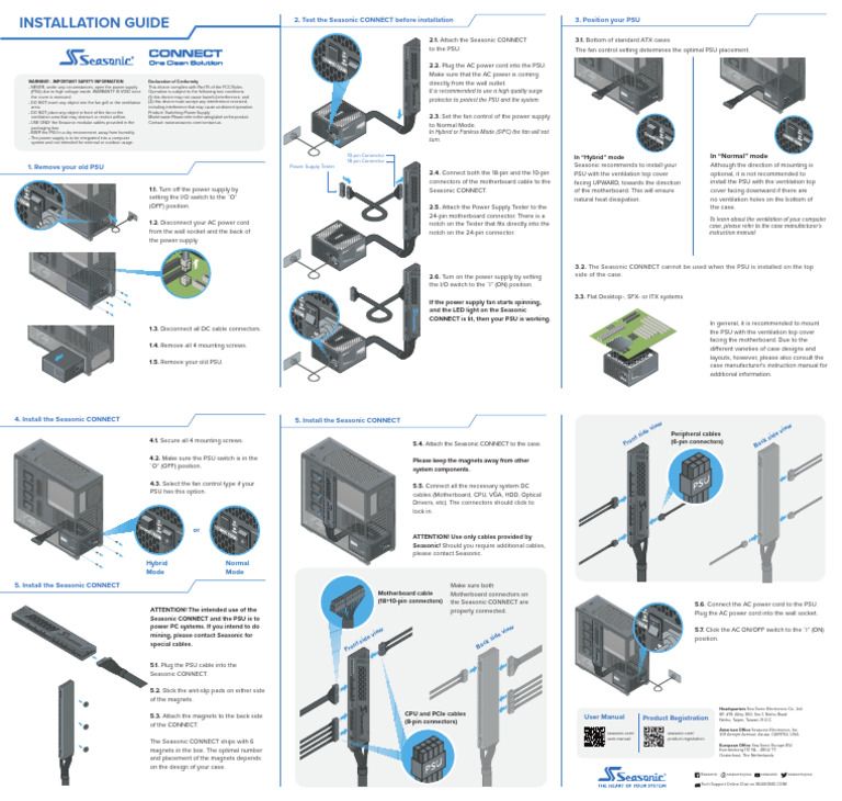 Quick Installation Guide Cmyk Seasonic CONNECT | PDF