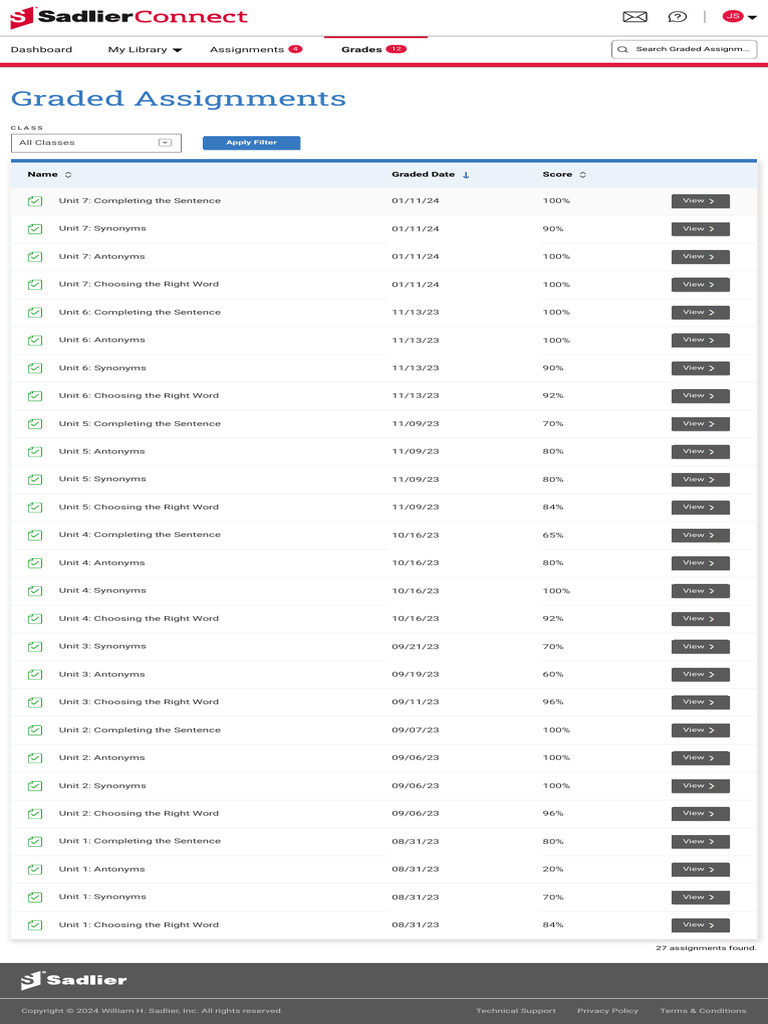 Sadlier Connect™ - Assignment List 4 | PDF | Lexical Semantics | Vocabulary