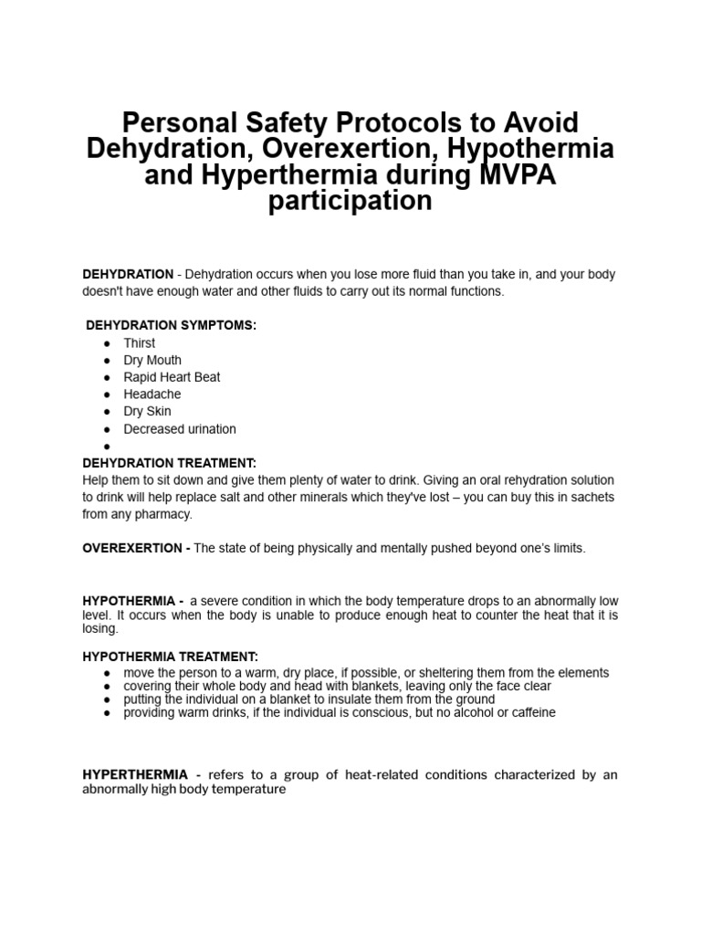 Grade 11 Physical Education Handout | PDF | Dehydration | Hypothermia