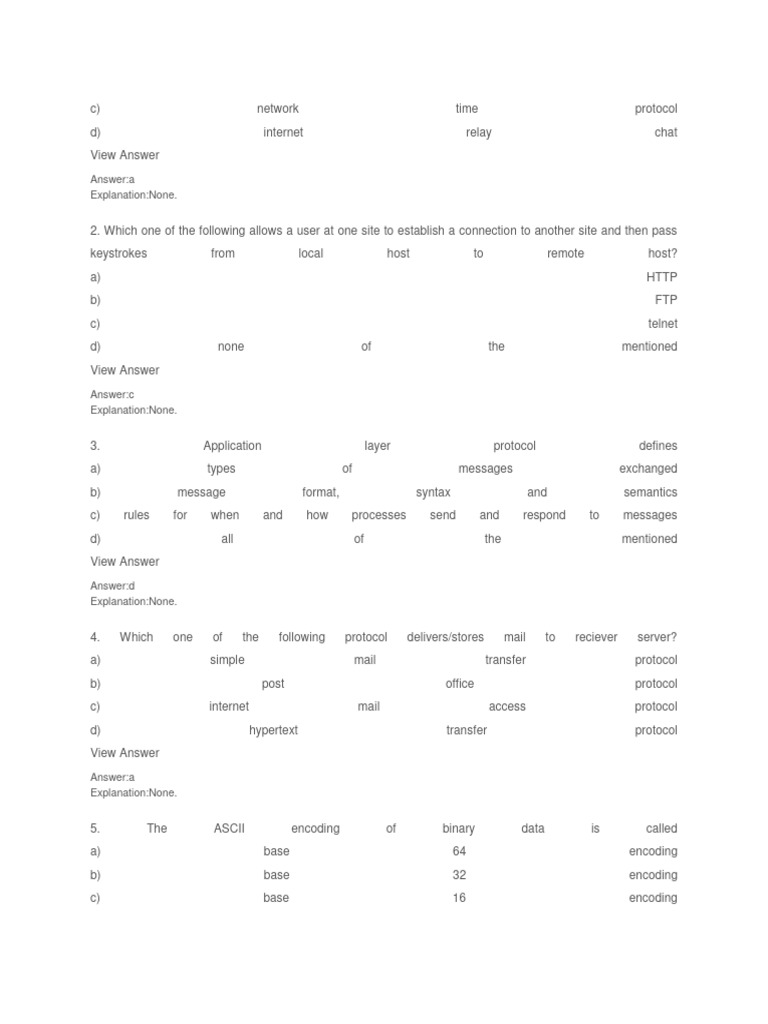 Networking MCQS Part 1 | PDF | File Transfer Protocol | Computer Network