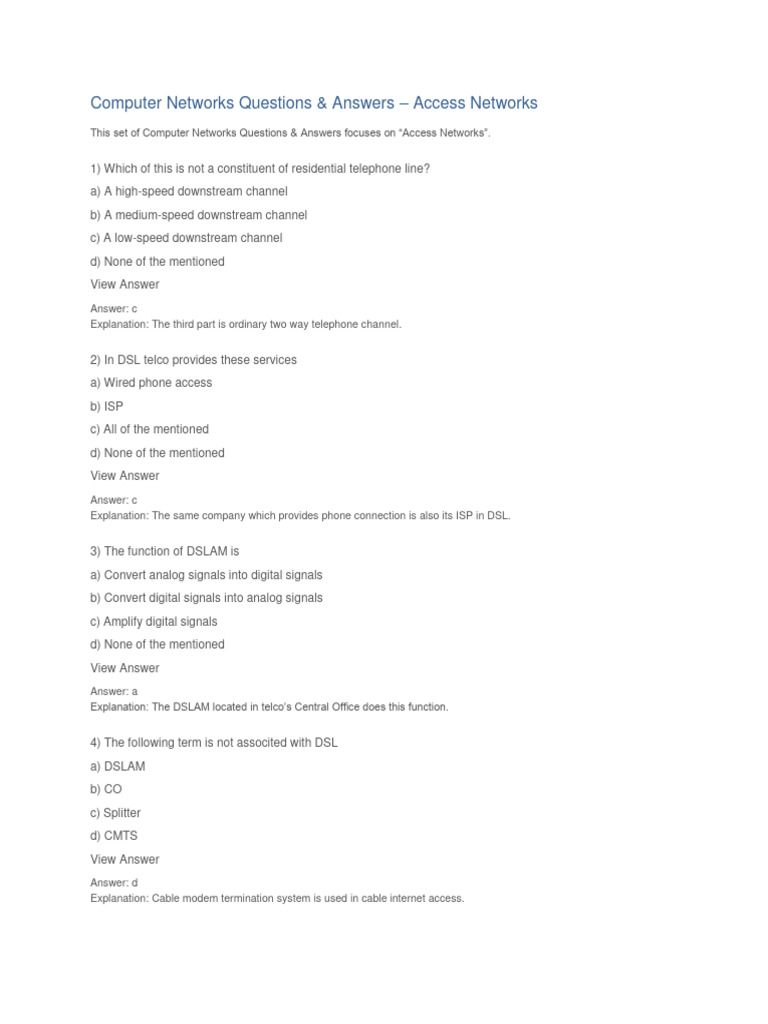 Networking MCQS Part 2 | PDF | Fiber To The X | Computer Network