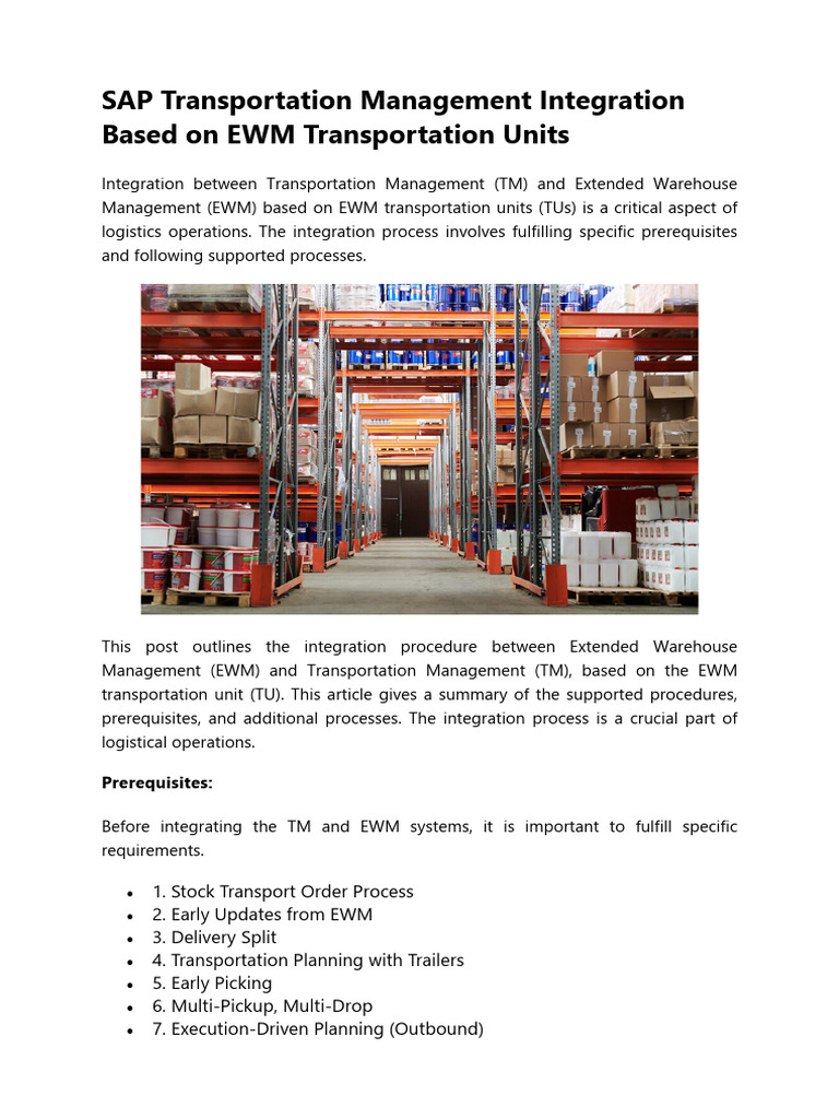 SAP TM EWM Integration 1706252712 | PDF | Cargo | Logistics