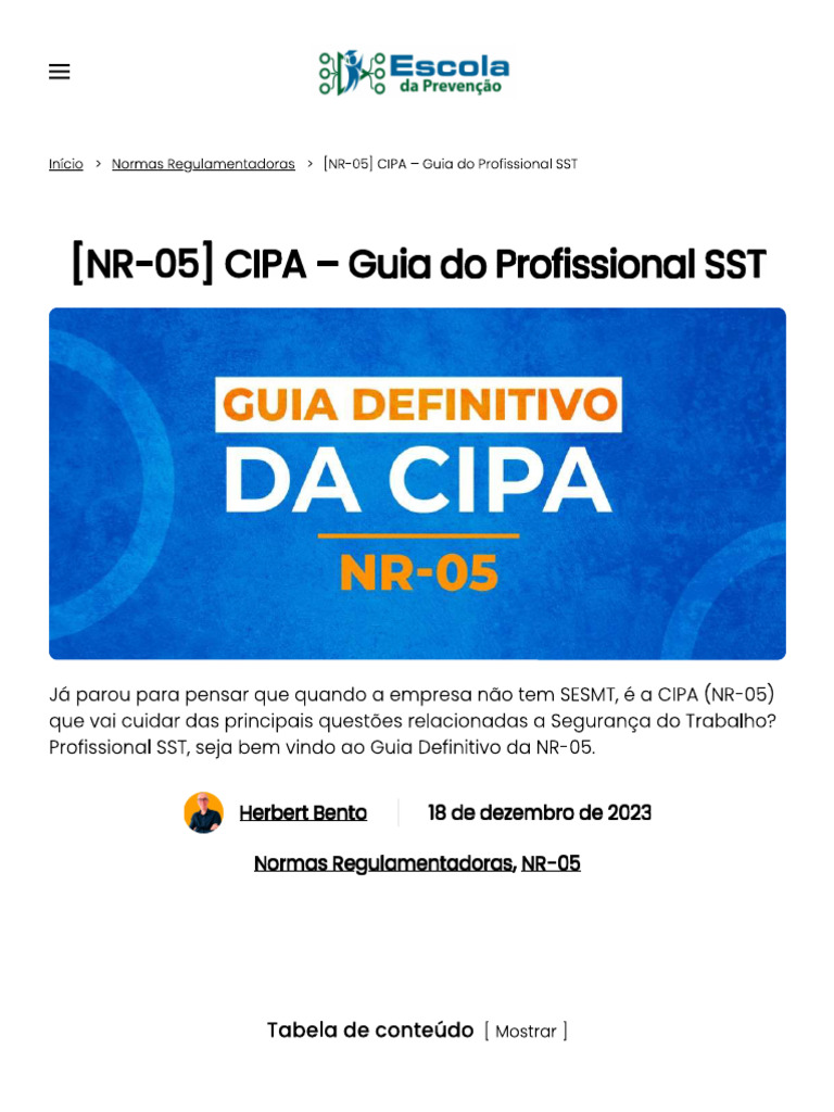 NR 5 CIPA Guia Do Profissional SST | PDF